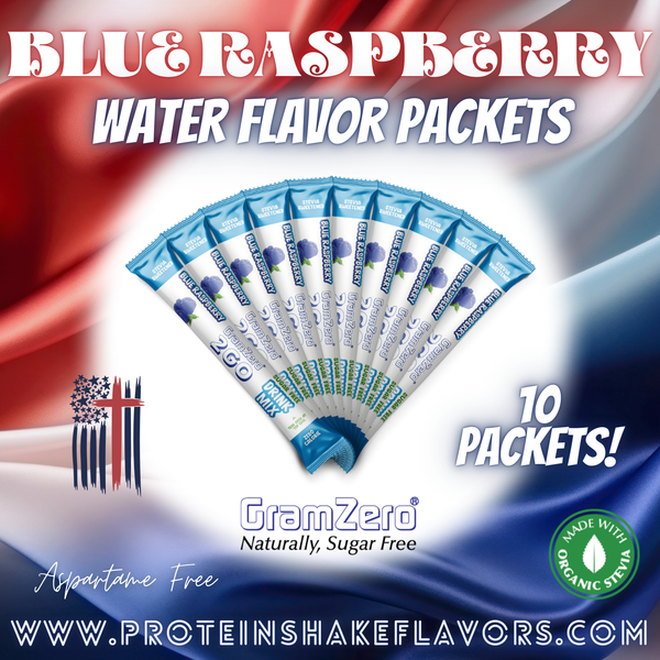 Sugar Free Water Flavor Packets: BLUE RASPBERRY 💙 Powdered Flavoring W ...